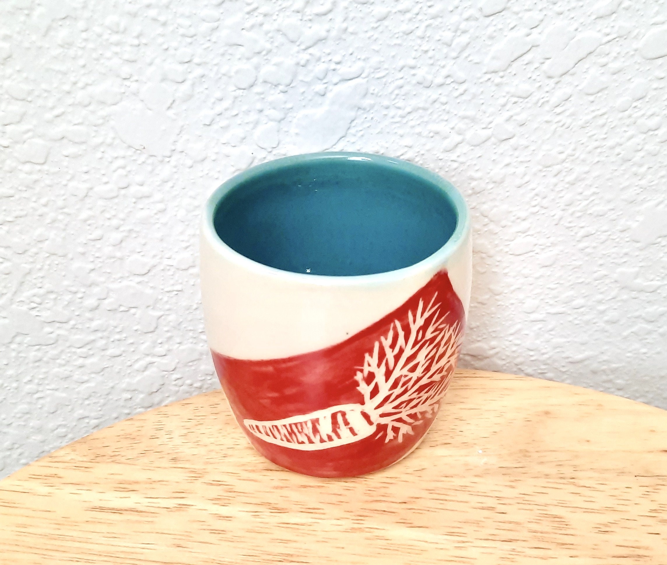 Ceramic Sgraffito Tumbler, Hand Carved Rabbit, Flower Design, Pottery ...