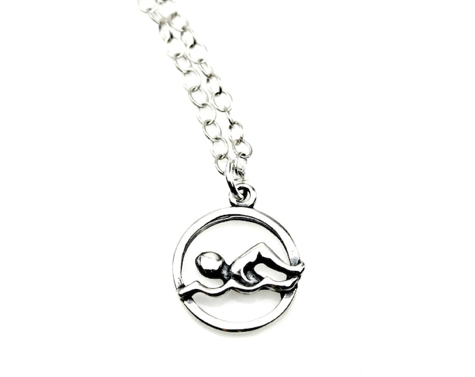 Sterling SWIMMER in Silver Circle Necklace - Swim * - Etsy