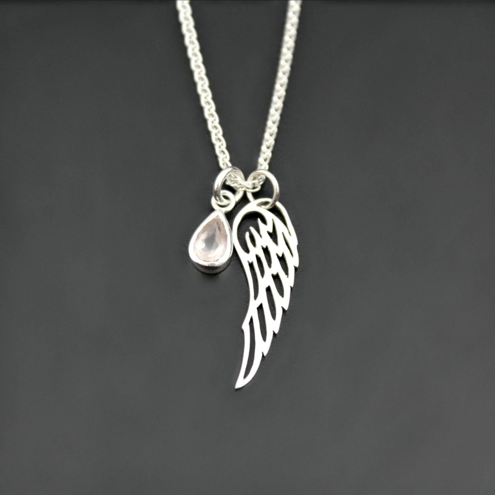 GEMSTONE Luxe ANGEL WING Remembrance Necklace Miscarriage | Etsy