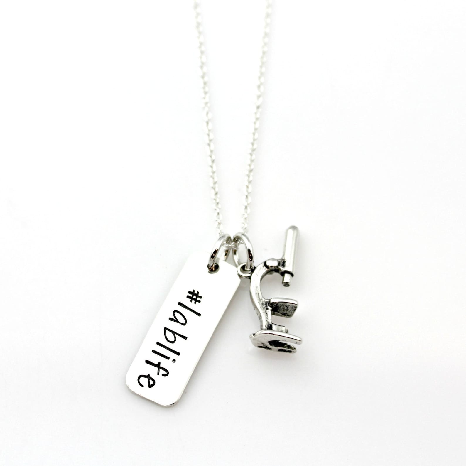 LABLIFE MICROSCOPE Sterling Silver Hand Stamped Charm | Etsy