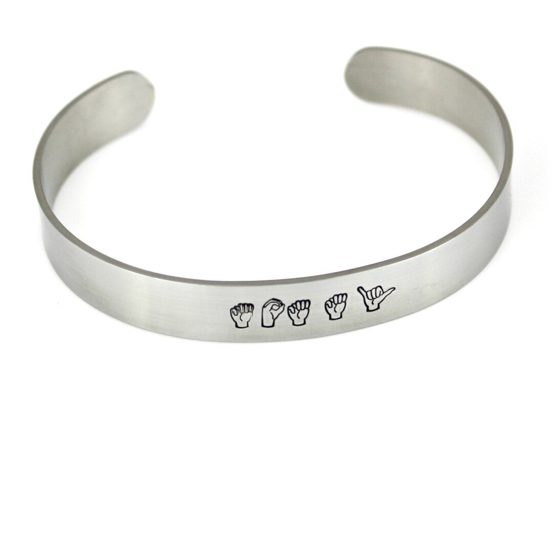 PERSONALIZED ASL CUFF • Hand Stamped • Stainless Steel • Bracelet ...