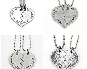 Split Heart Necklace - Etsy