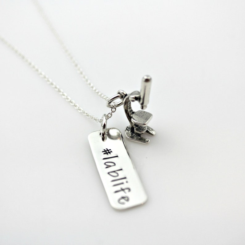 LABLIFE MICROSCOPE Sterling Silver Hand Stamped Charm | Etsy