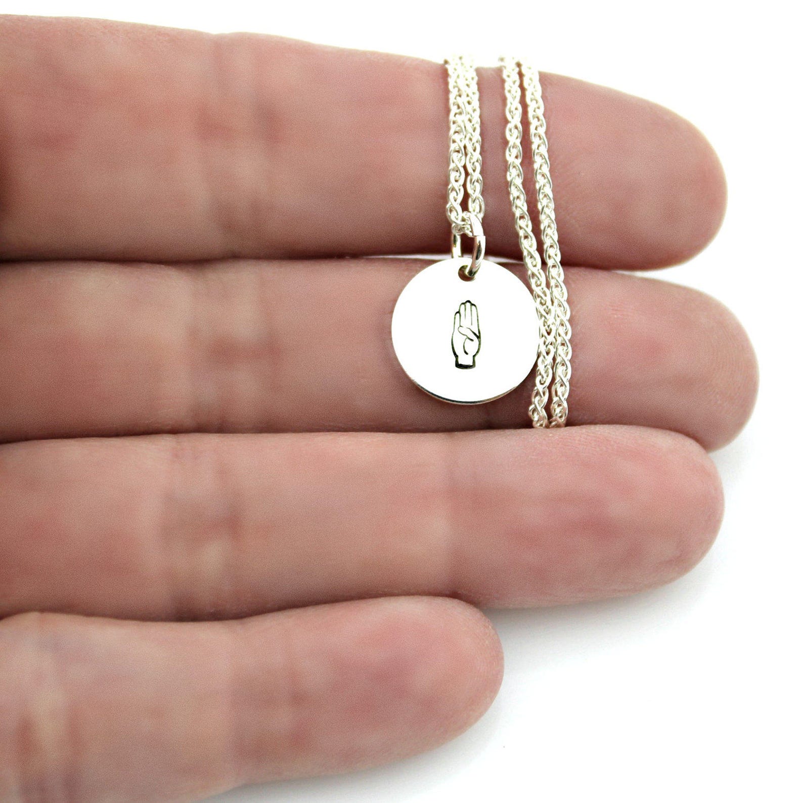 SIGN LANGUAGE INITIAL Necklace in Sterling Silver Asl - Etsy