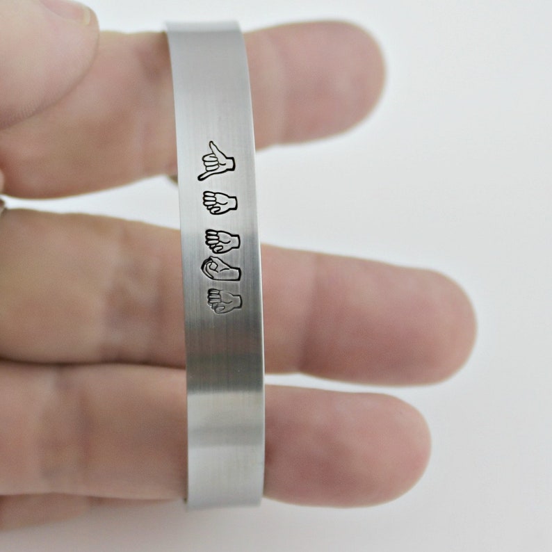 PERSONALIZED ASL CUFF Hand Stamped Stainless Steel | Etsy
