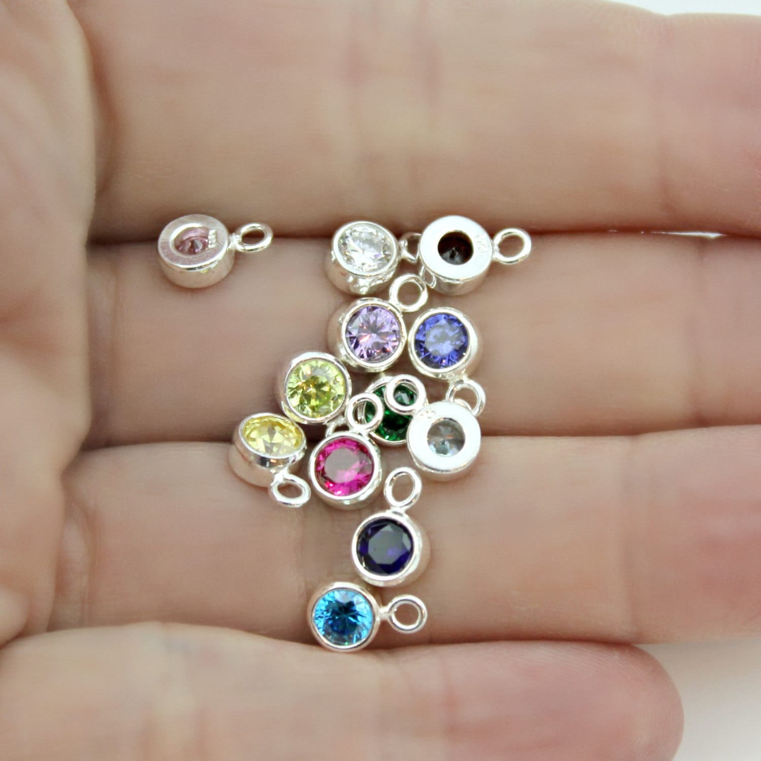 BIRTHSTONES Cubic Zirconia in Sterling Silver Bezel - Etsy