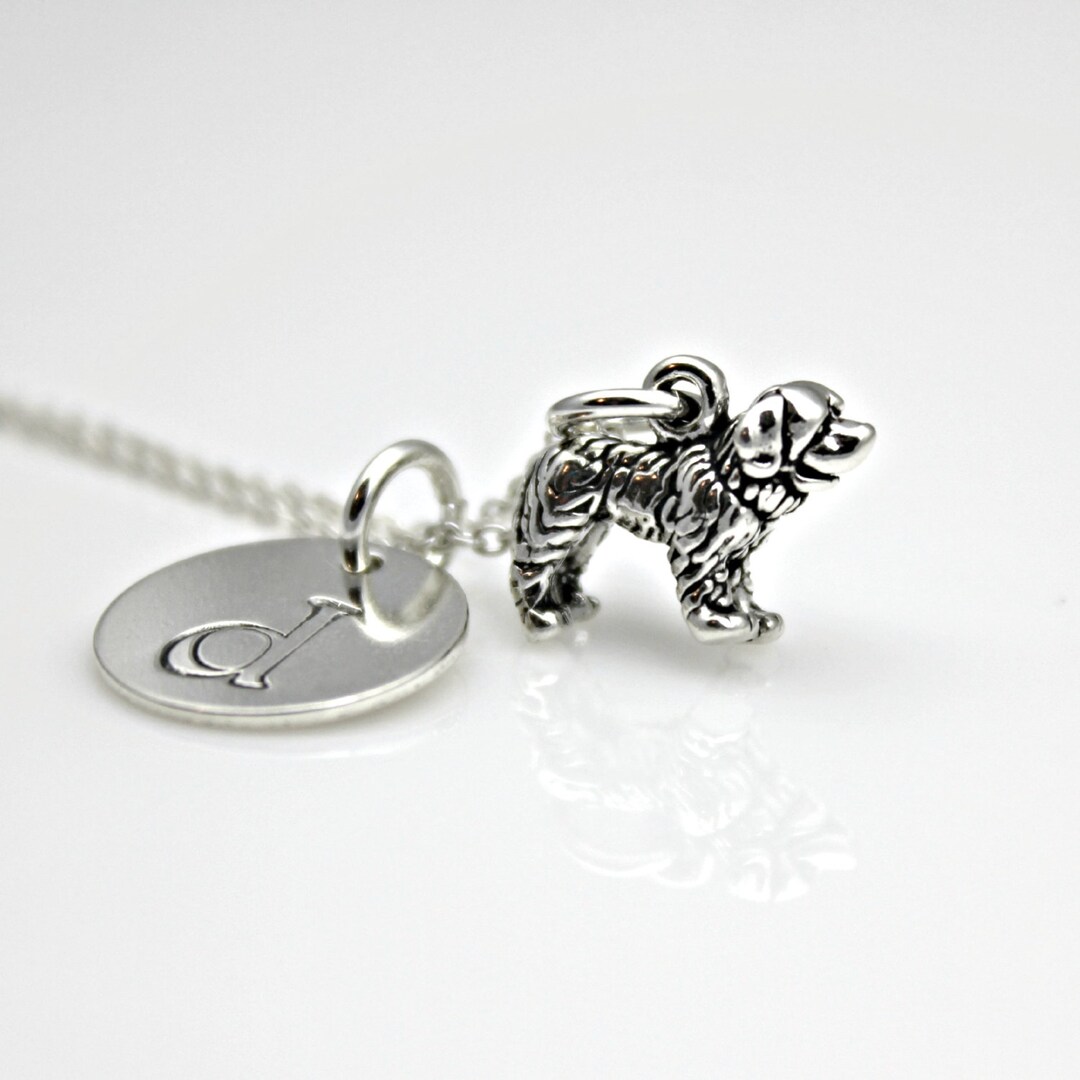 ST. BERNARD INITIAL Sterling Silver Necklace Saint Bernard - Etsy