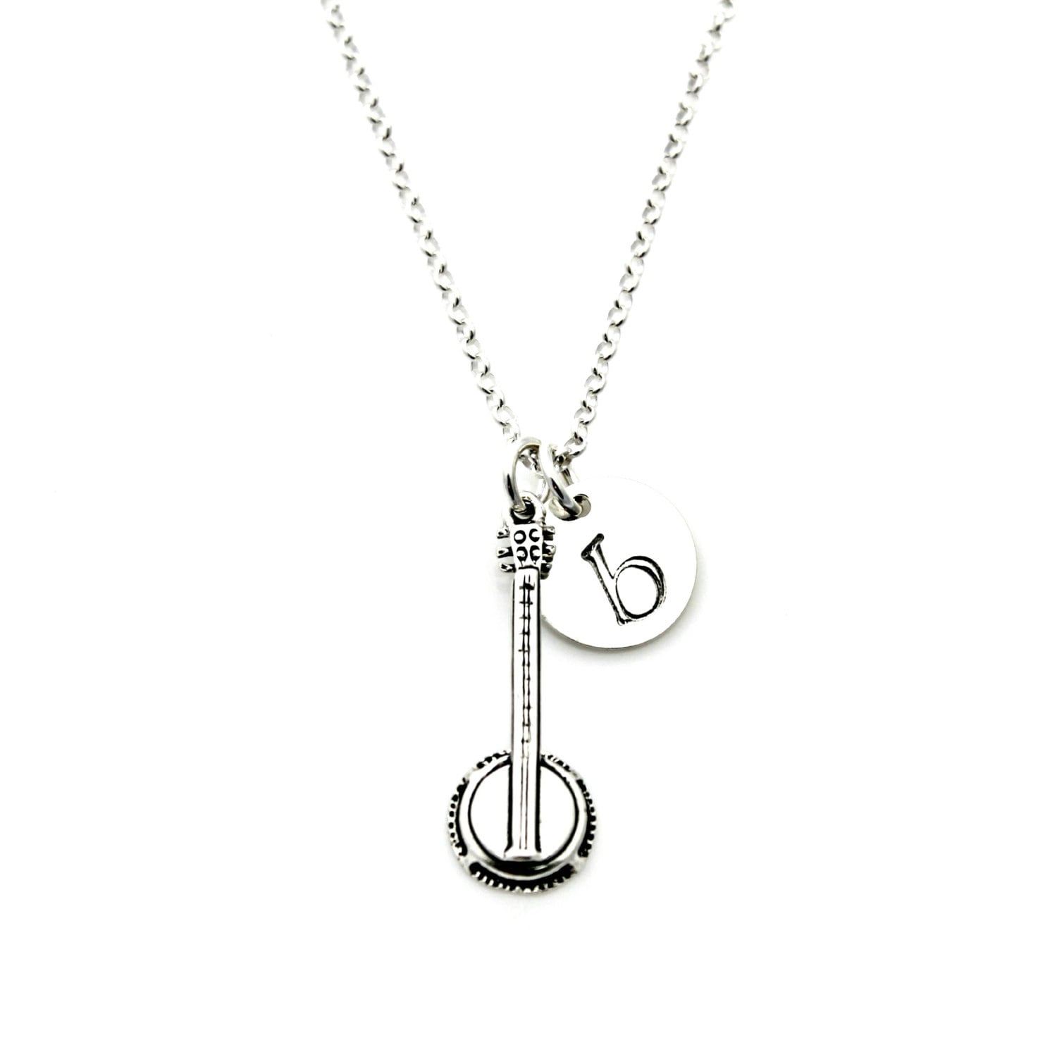 BANJO INITIAL Personalized Sterling Silver Necklace * - Etsy