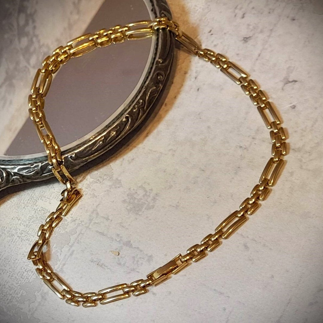 Vintage Gold Tone Linked Collar - Etsy