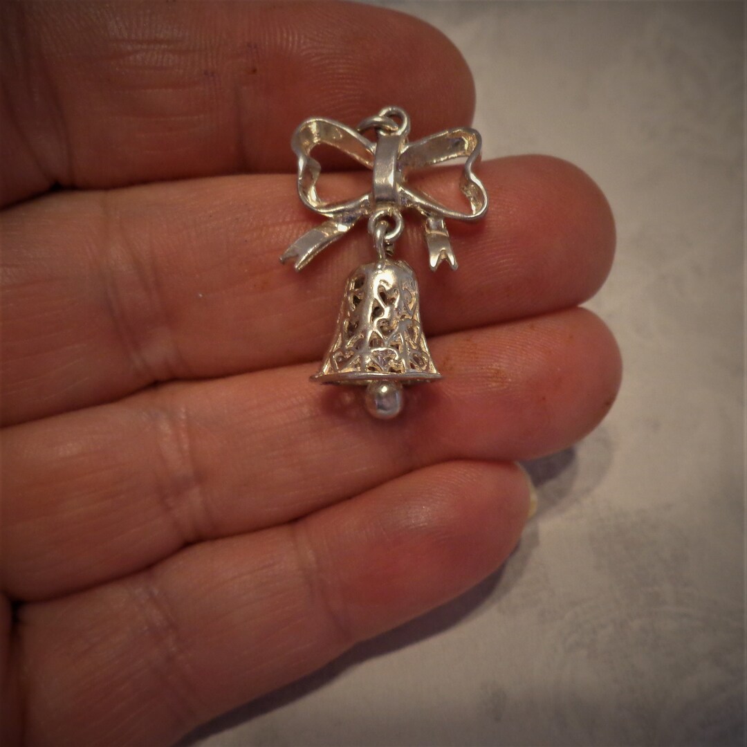 Large Vintage Bell Charm / Pendant - Wedding Charm - Sterling Silver - Etsy