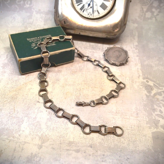 Antique Silver Pocket Watch Chain - Fob Chain - Alber… - Gem