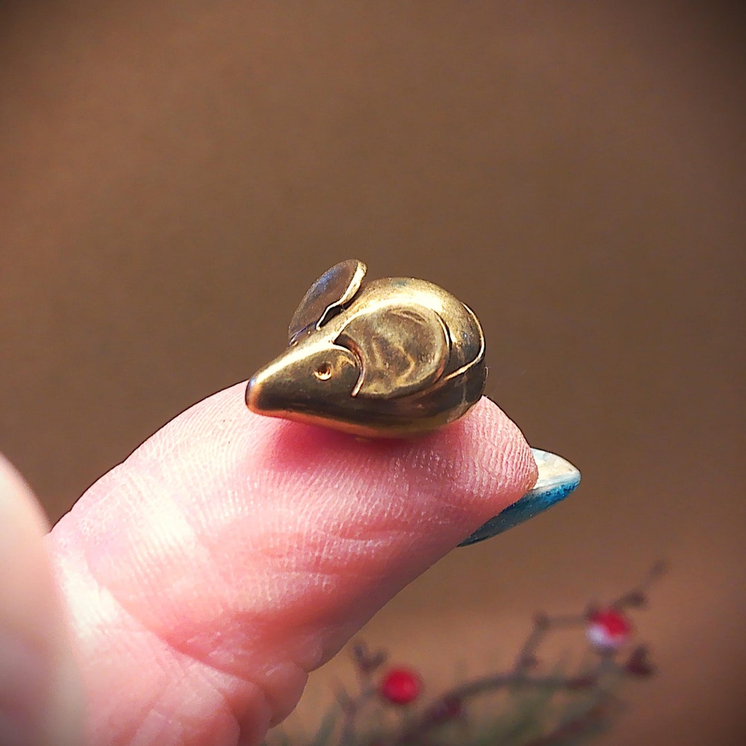 Vintage 9ct Gold Mouse Charm Pendant - Etsy