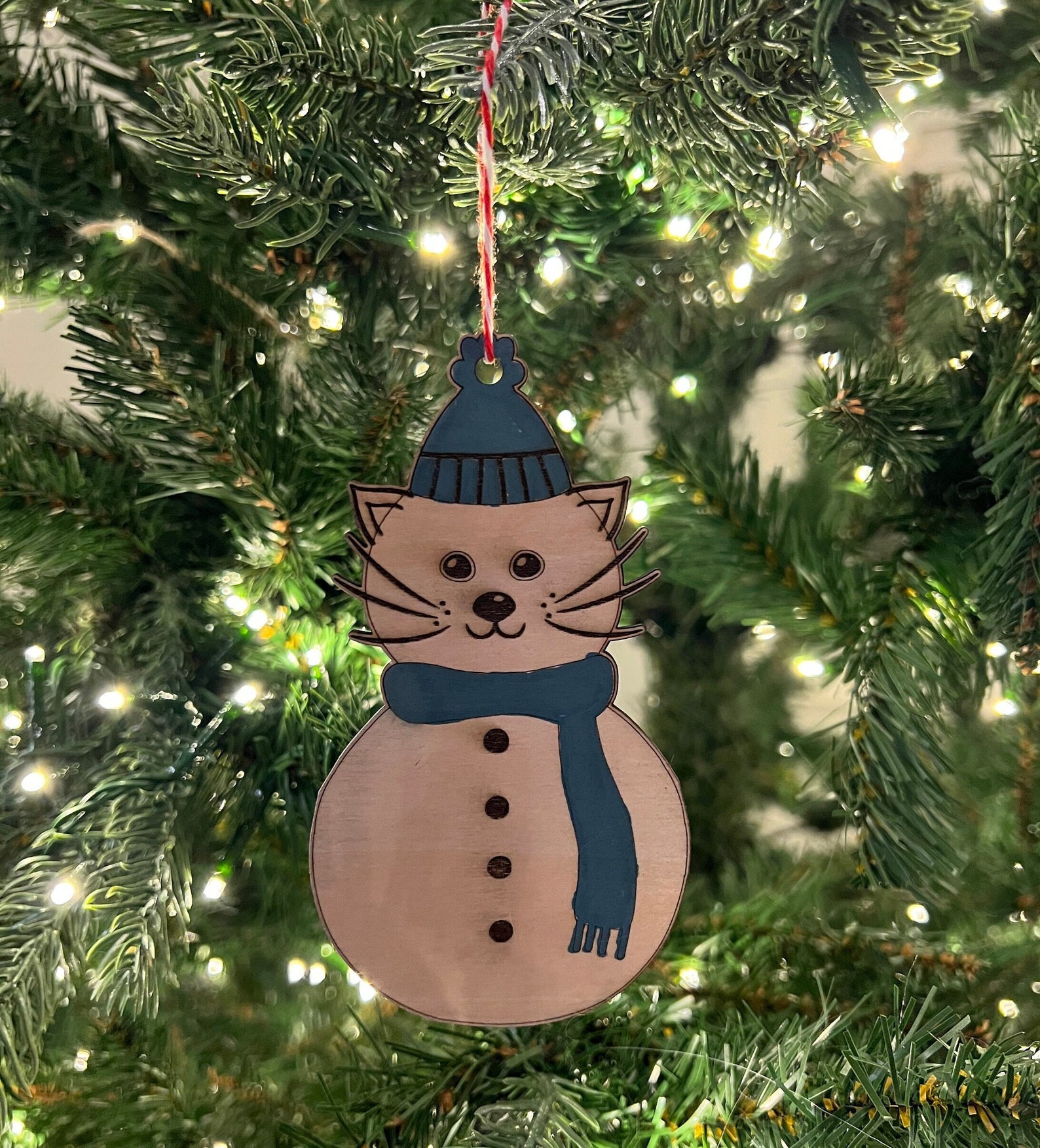 Cat Snowman Tree Ornament, Cat as Snowman, Snowman Cat, Cat Ornament ...