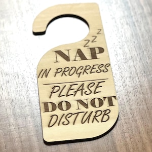 Door Knob Hanger, Nap in Progress, Do Not Disturb, Door Sign, Wooden ...