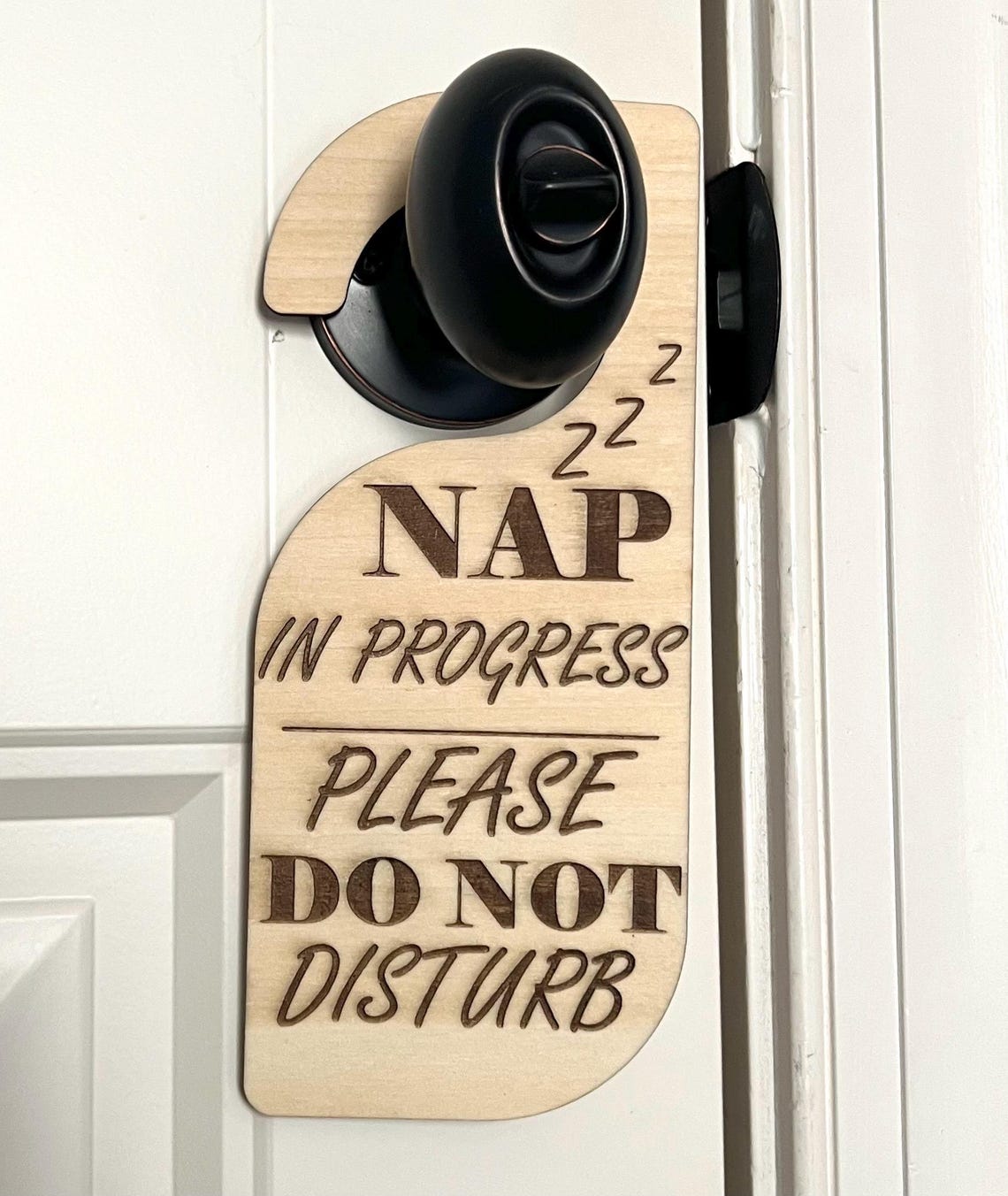 Door Knob Hanger, Nap in Progress, Do Not Disturb, Door Sign, Wooden ...