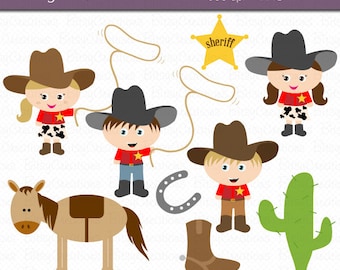 Cute Cowboy Digital Clipart Set for personal and Commercial - Etsy