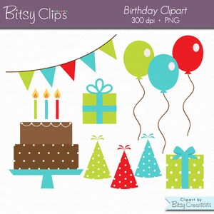 Birthday Party Digital Art Set Clipart Commercial Use Clip Art INSTANT ...