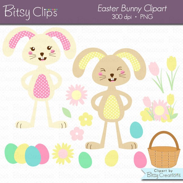 Easter Bunny Clipart Digital Art Set INSTANT DOWNLOAD Easter - Etsy