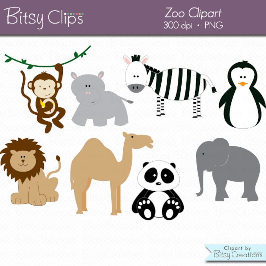 Zoo Animals Digital Art Set Clipart Commercial Use Clip Art INSTANT ...