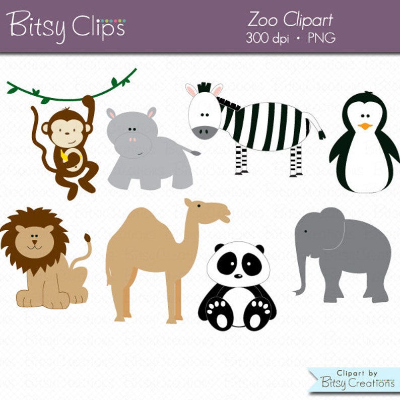 Zoo Animals Digital Art Set Clipart Commercial Use Clip Art INSTANT ...