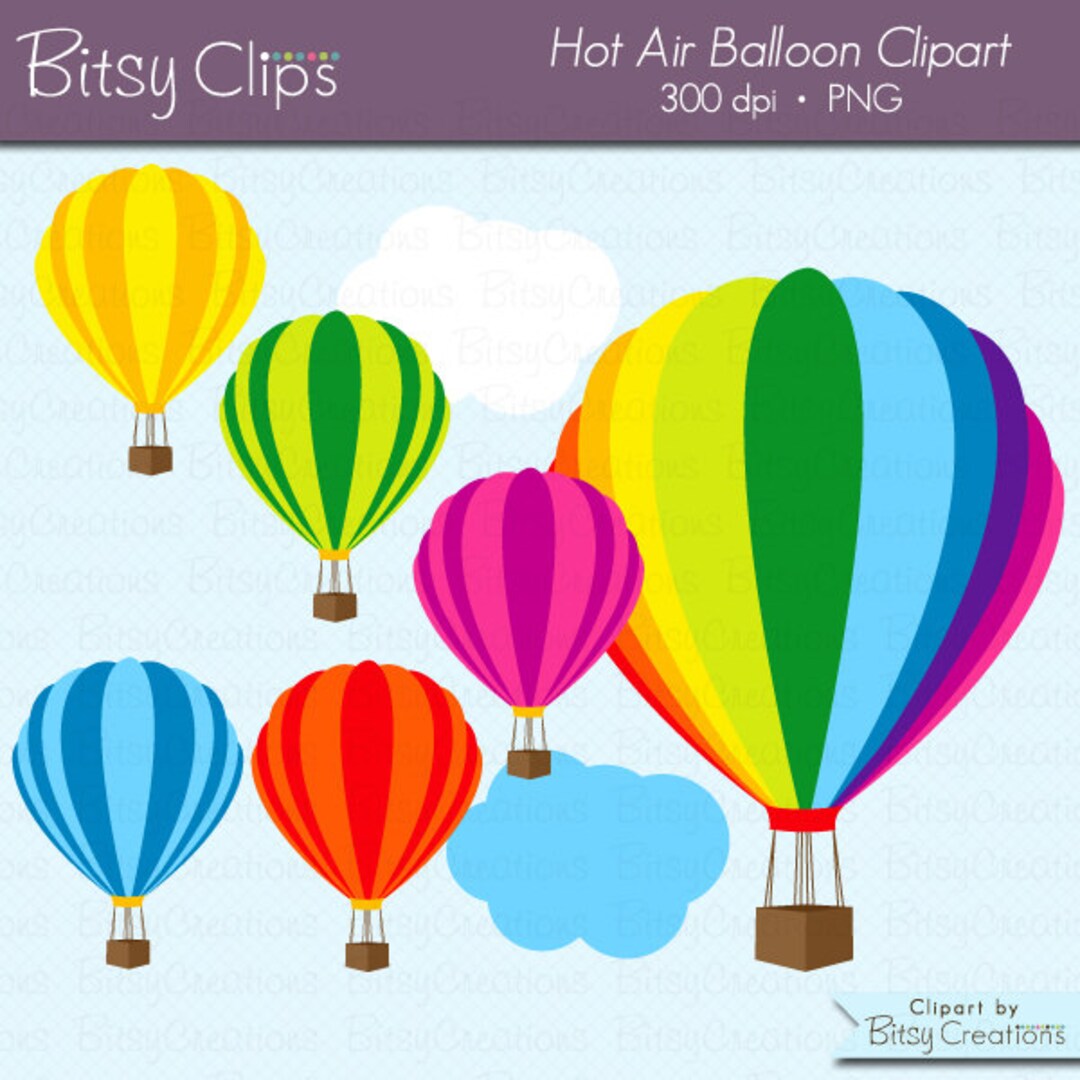 Hot Air Balloon Digital Art Set Clipart Commercial Use Clip Art INSTANT ...