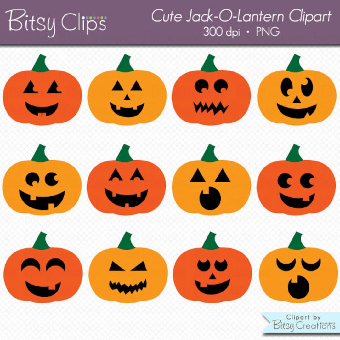 Halloween Jack O Lanterns Digital Art Set Clipart Commercial Use Clip ...