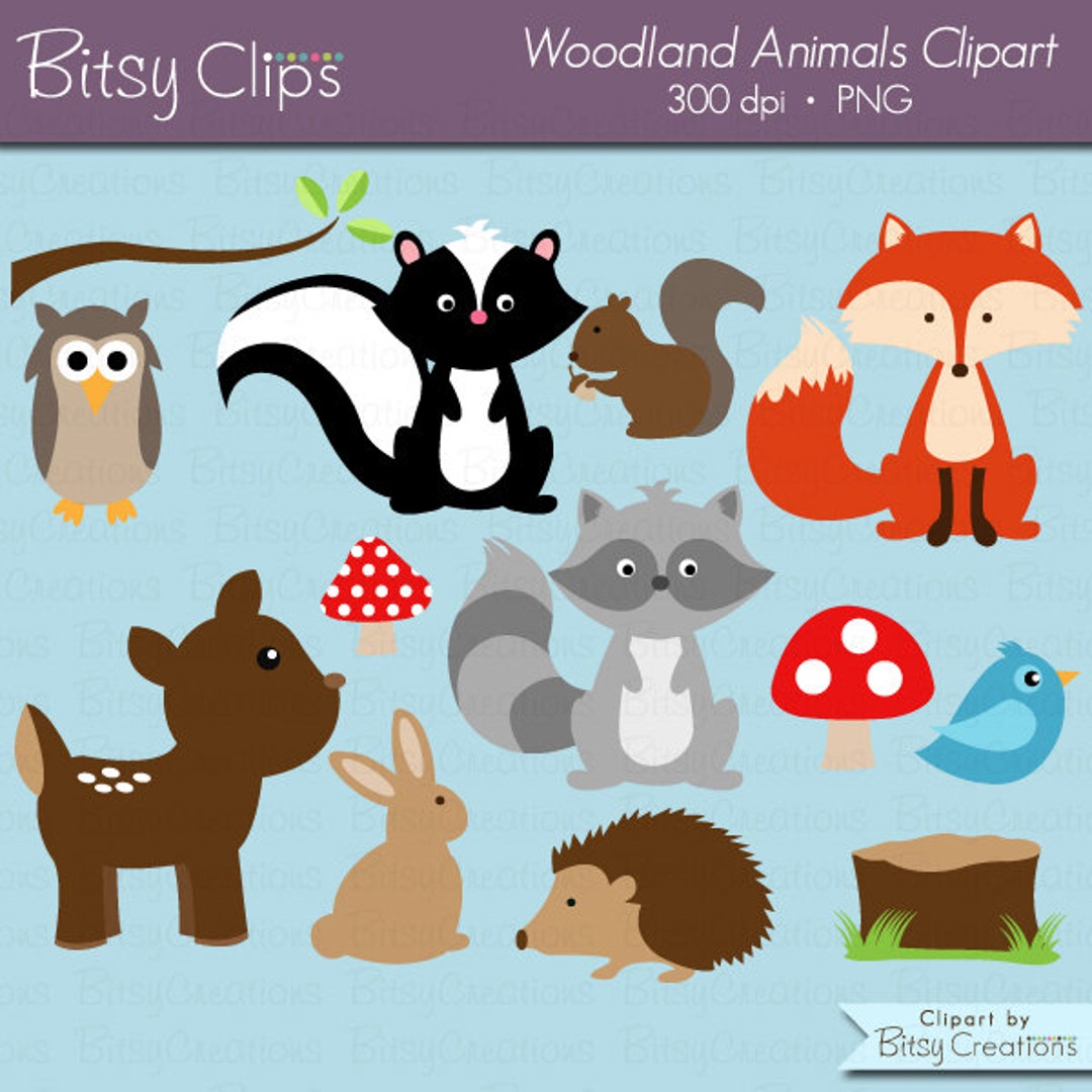 Woodland Animals Digital Art Set Clipart Commercial Use Clip Art ...