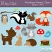 Woodland Animals Digital Art Set Clipart Commercial Use Clip Art ...