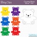 Counting Bears Clipart - Color AND Black and White Outline Digital Art ...