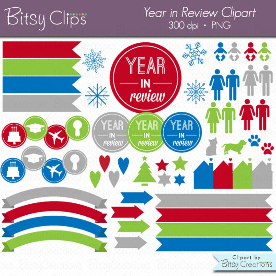 Year in Review Clipart Commercial Use Clip Art INSTANT DOWNLOAD Digital ...