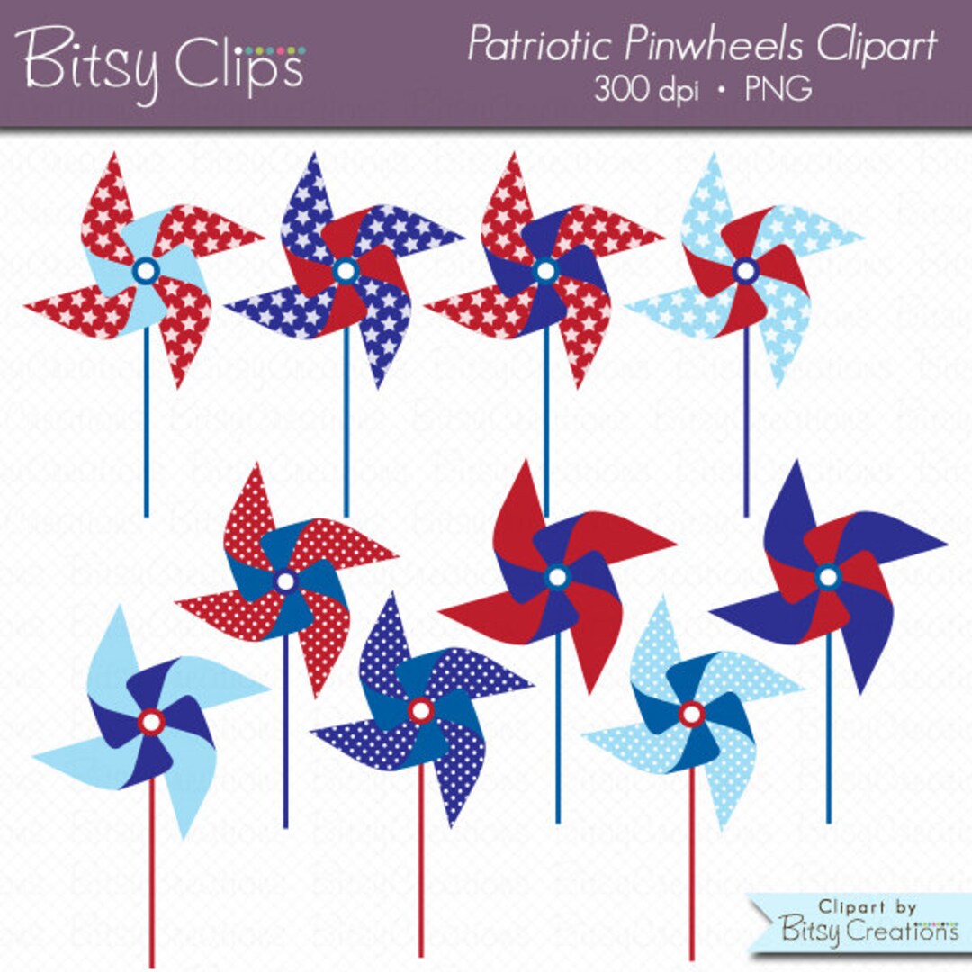 Patriotic Pinwheels Digital Art Set Clipart INSTANT DOWNLOAD Pinwheel ...