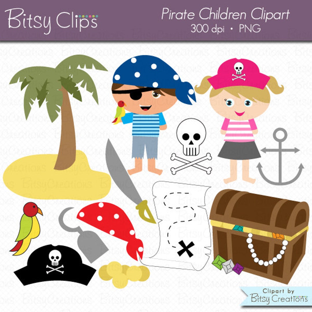Pirate Children Digital Art Set Clipart Commercial Use Clip Art INSTANT ...