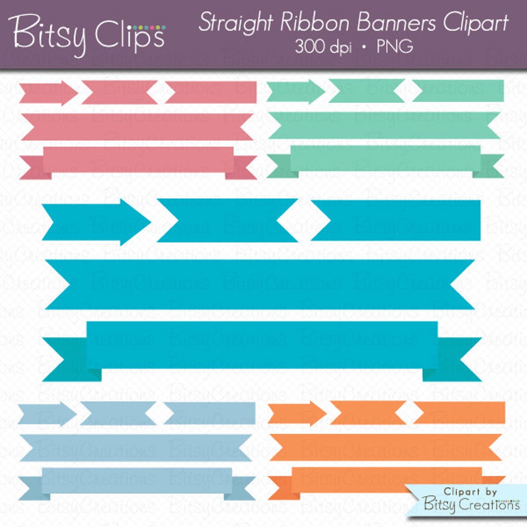 Spring Banners Clipart Digital Art Set INSTANT DOWNLOAD Ribbon Banners ...