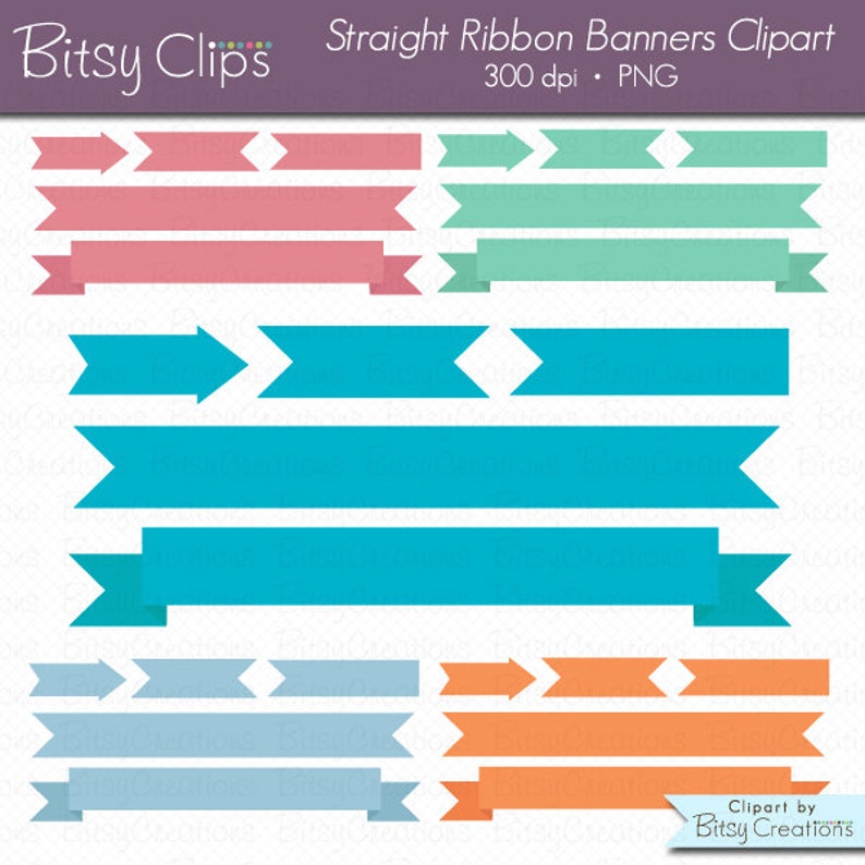 Spring Banners Clipart Digital Art Set INSTANT DOWNLOAD Ribbon Banners ...