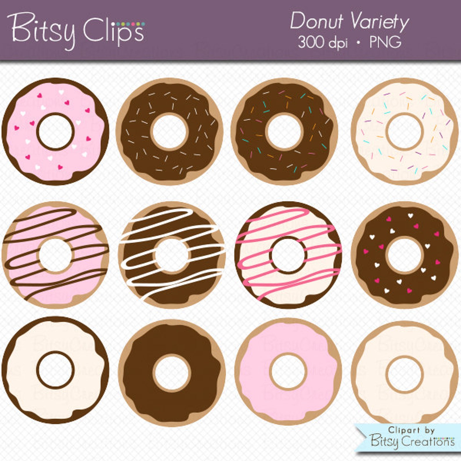 Donuts Digital Art Set Clipart Commercial Use Clip Art INSTANT - Etsy