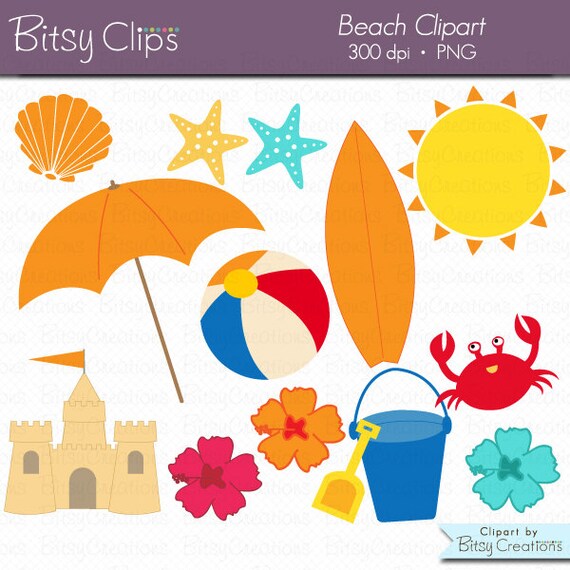 Beach Digital Art Set Clipart Commercial Use Clip Art INSTANT | Etsy
