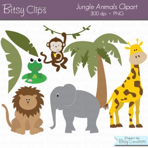 Jungle Animals Digital Art Set INSTANT DOWNLOAD Jungle Clipart Animal ...