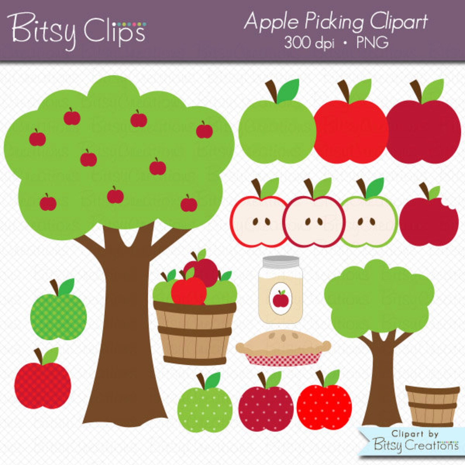 Apple Picking Digital Art Set Clipart Commercial Use Clip Art INSTANT ...
