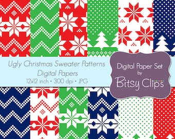Christmas Digital Paper Set Commercial Use Clip Art INSTANT DOWNLOAD ...
