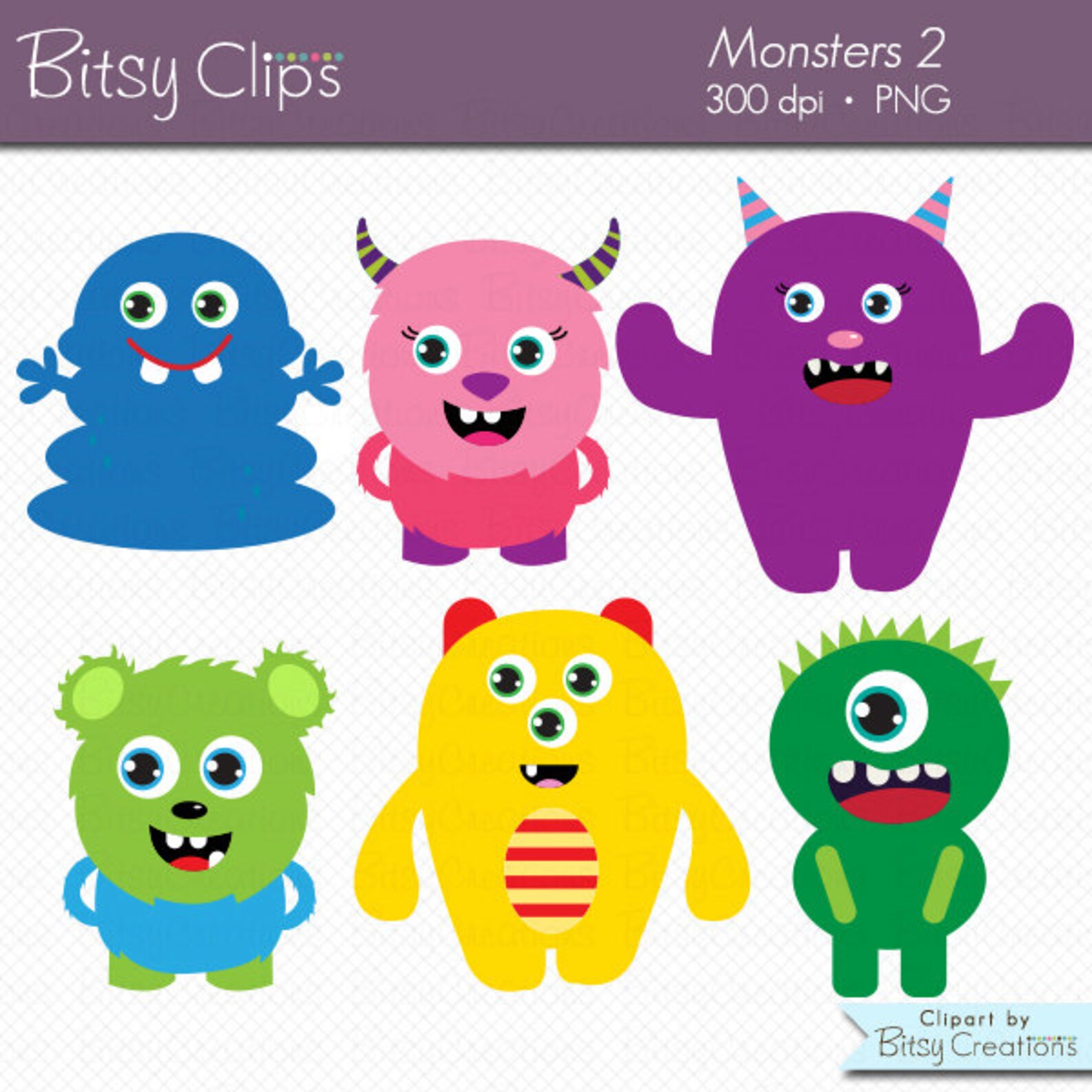 Cute Monsters Clipart Digital Art Set Commercial Use Clip Art INSTANT ...