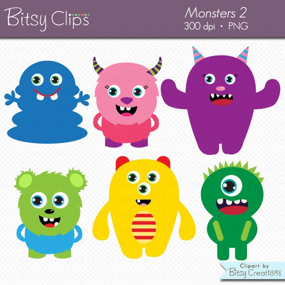 Cute Monsters Clipart Digital Art Set Commercial Use Clip Art | Etsy