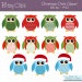 Christmas Owls Clipart Digital Art Set INSTANT DOWNLOAD - Etsy