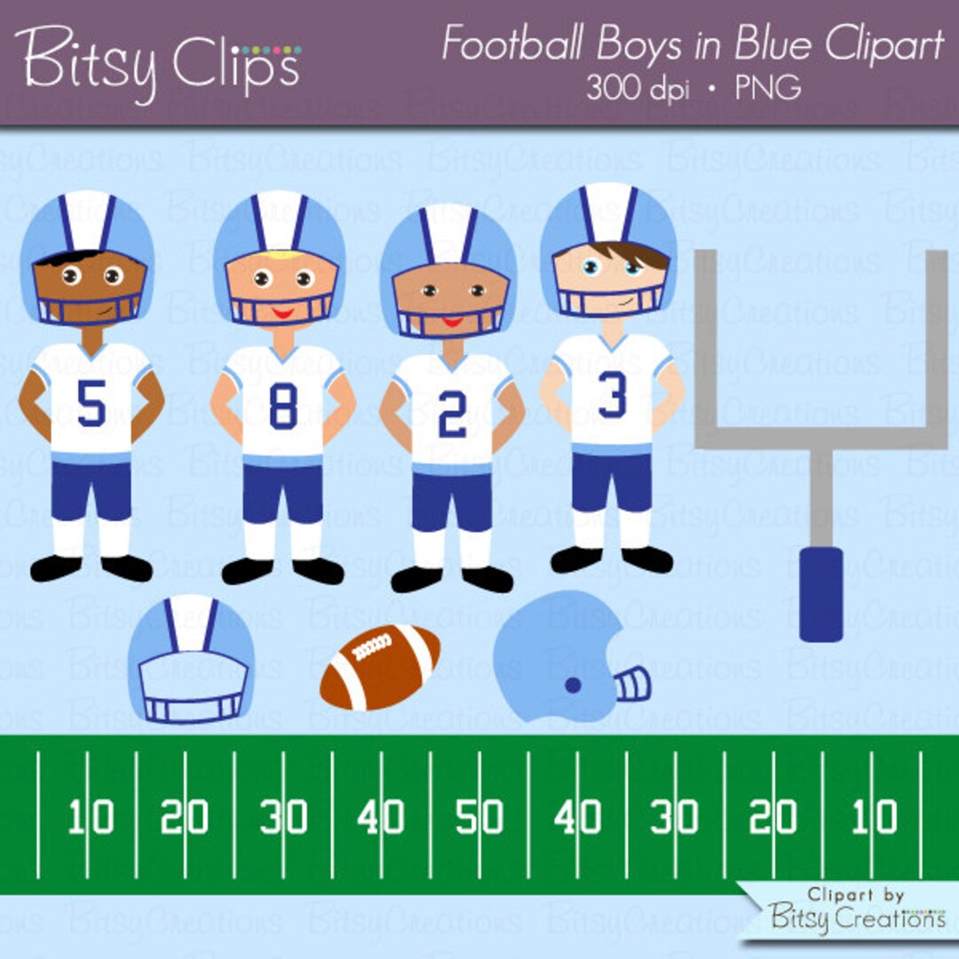 American Football Boys Digital Art Set Clipart Commercial Use Clip Art ...