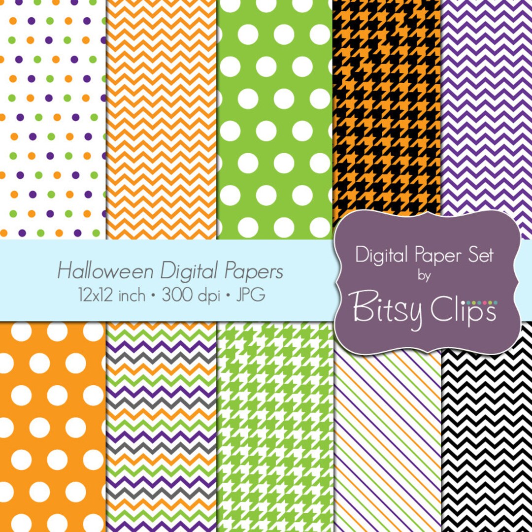 Halloween Digital Scrapbook Paper Set Scrapbook Paper Commercial Use ...