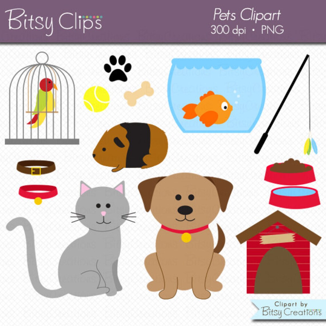 Pets Clipart Commercial Use Clip Art INSTANT Download Digital Art Set ...
