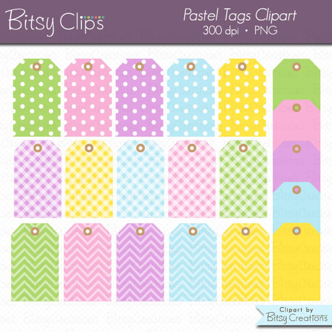 Pastel Tags Clipart Digital Art Set INSTANT DOWNLOAD Digital Scrapbook ...