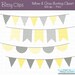 Yellow and Gray Bunting Clipart Digital Art Set Banner Flag | Etsy