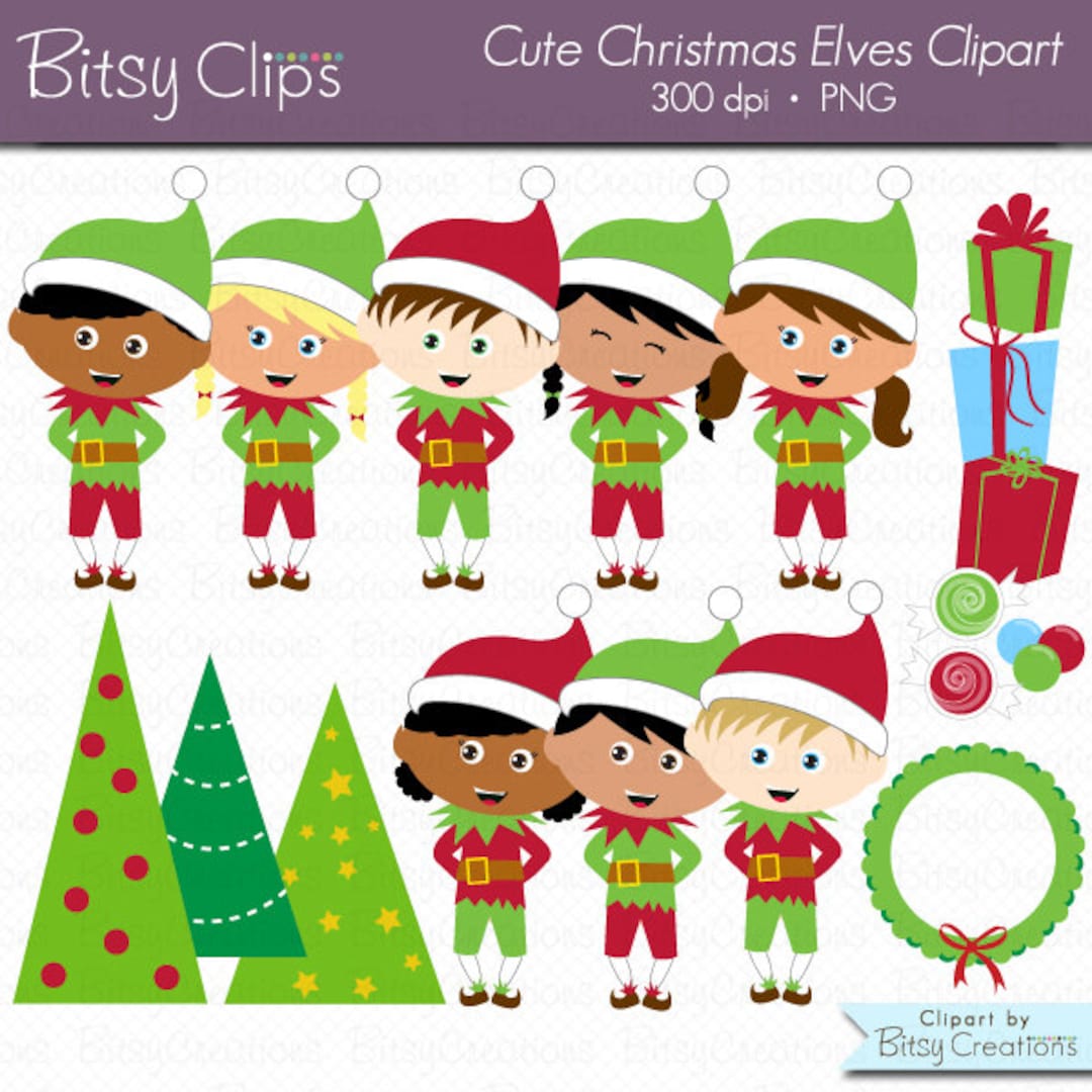 Christmas Elves Digital Art Set Clipart Commercial Use Clip Art INSTANT ...