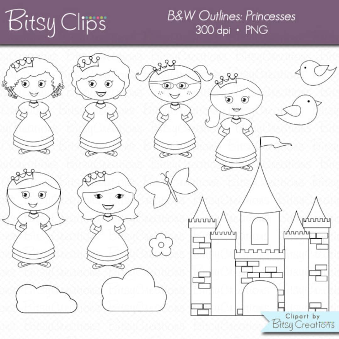 Princess Clip Art Black And White