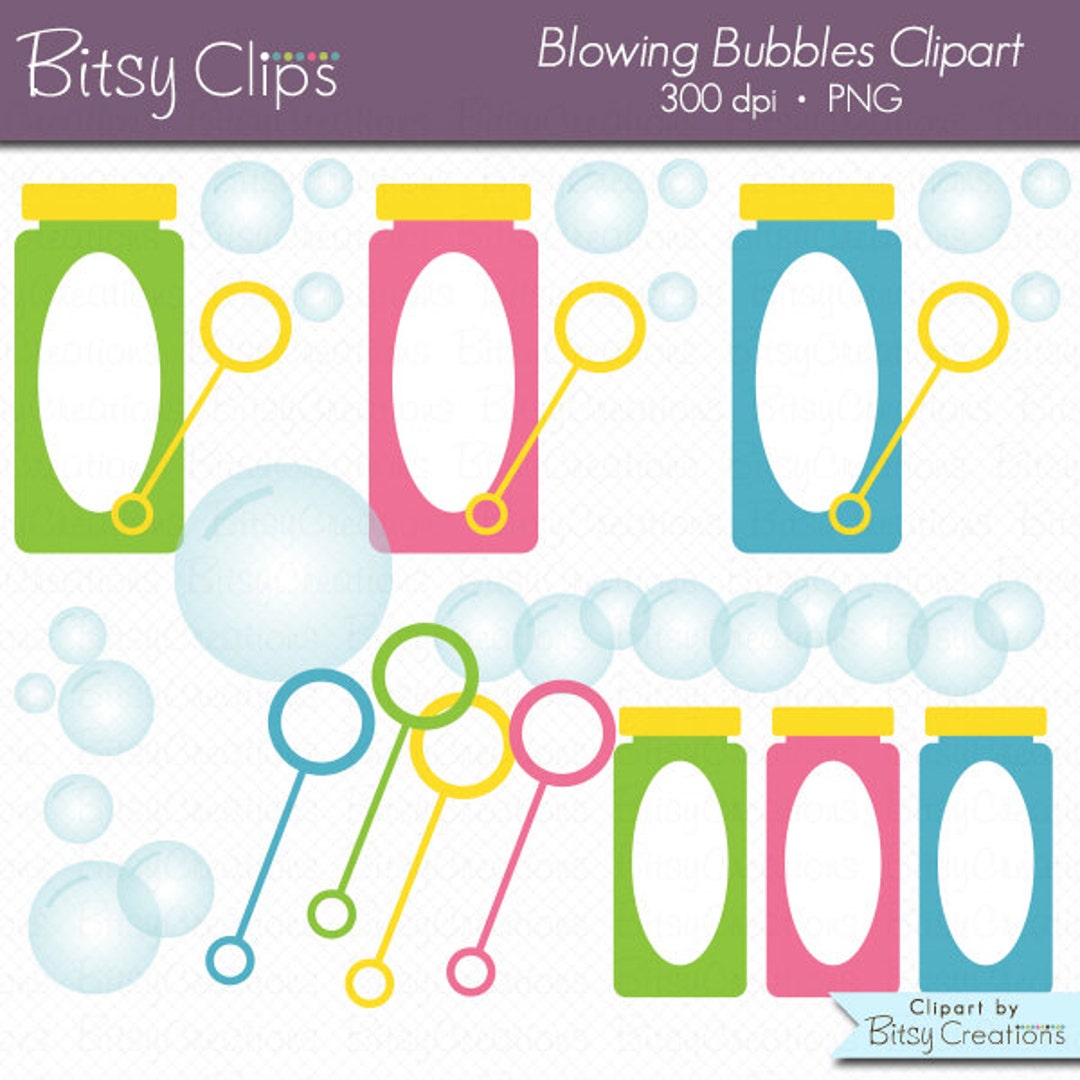 Blowing Bubbles Clipart Digital Art Set INSTANT DOWNLOAD Bubble Clipart ...